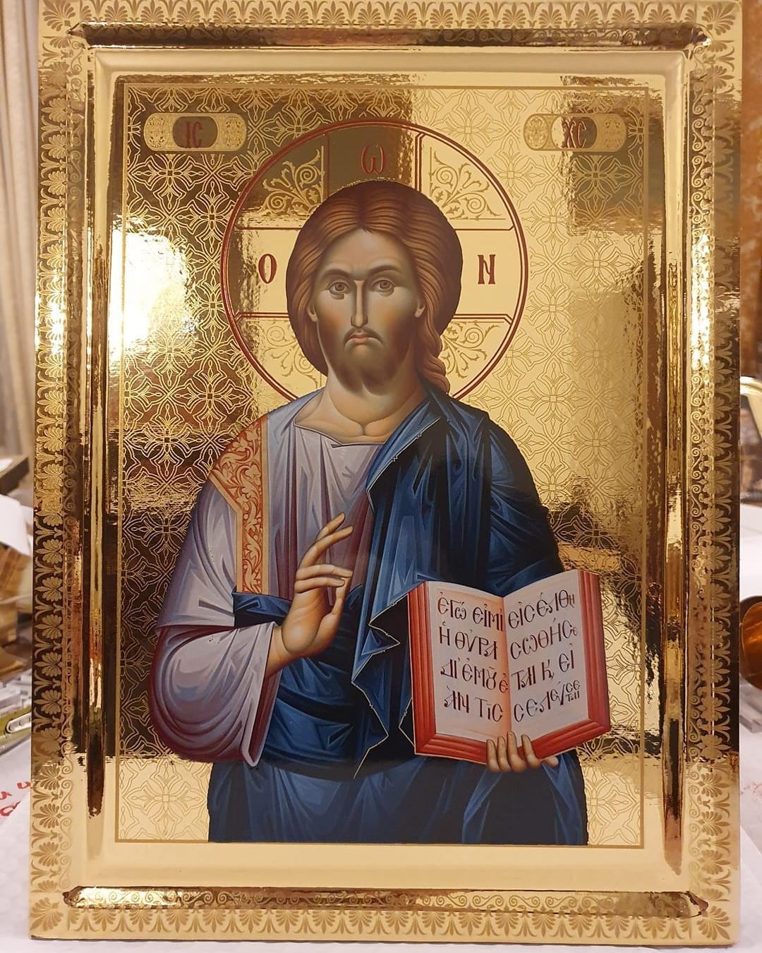 Jesus Christ Orthodox Icon With a Polished Look and Water Gilded Shiny ...