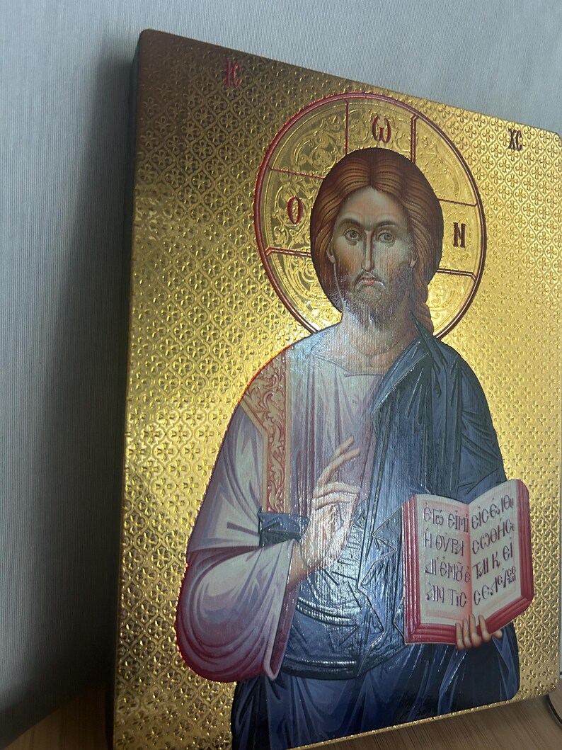 Jesus Christ Orthodox Icon With a Polished Look and Water Gilded Shiny ...