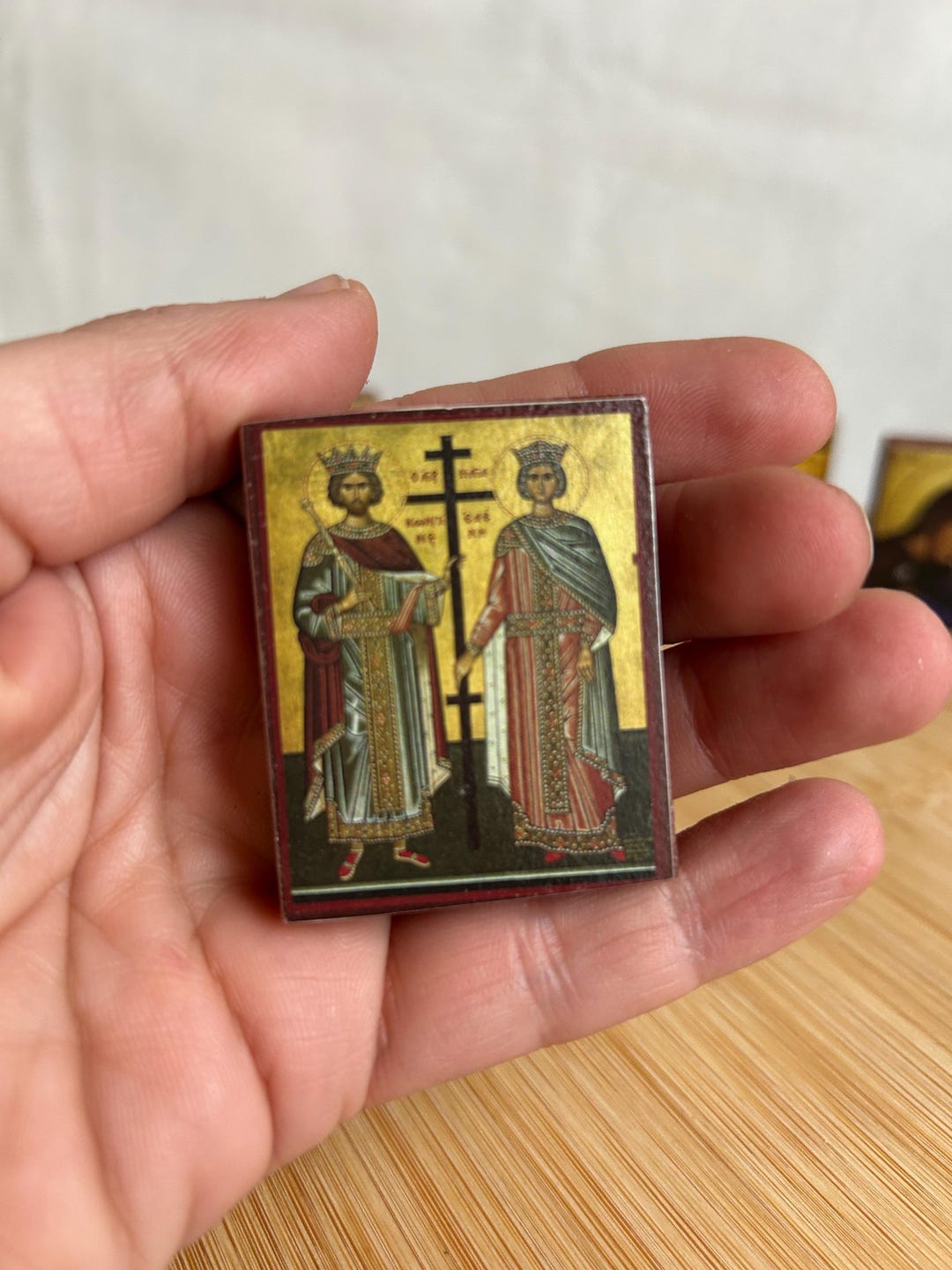 Small Wooden Pocket Icon Saints Constantine and Helen in Premium ...