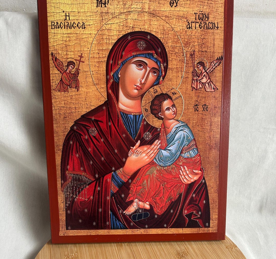Virgin Mary Queen of Angels Icon Orthodox Icons Greek Orthodox ...