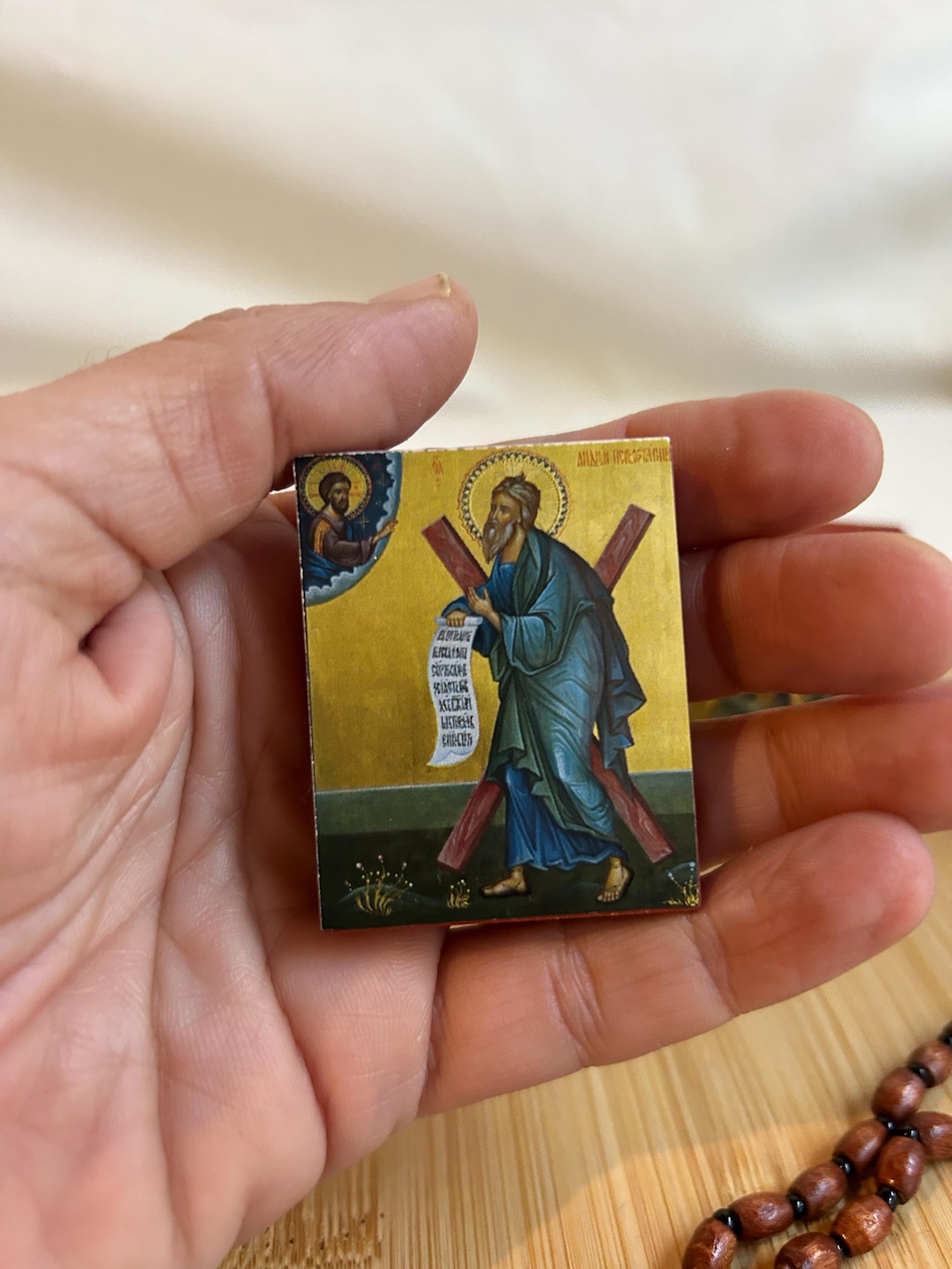 Small Wooden Icon Saint Andrew in Premium Quality Handmade Faithful ...