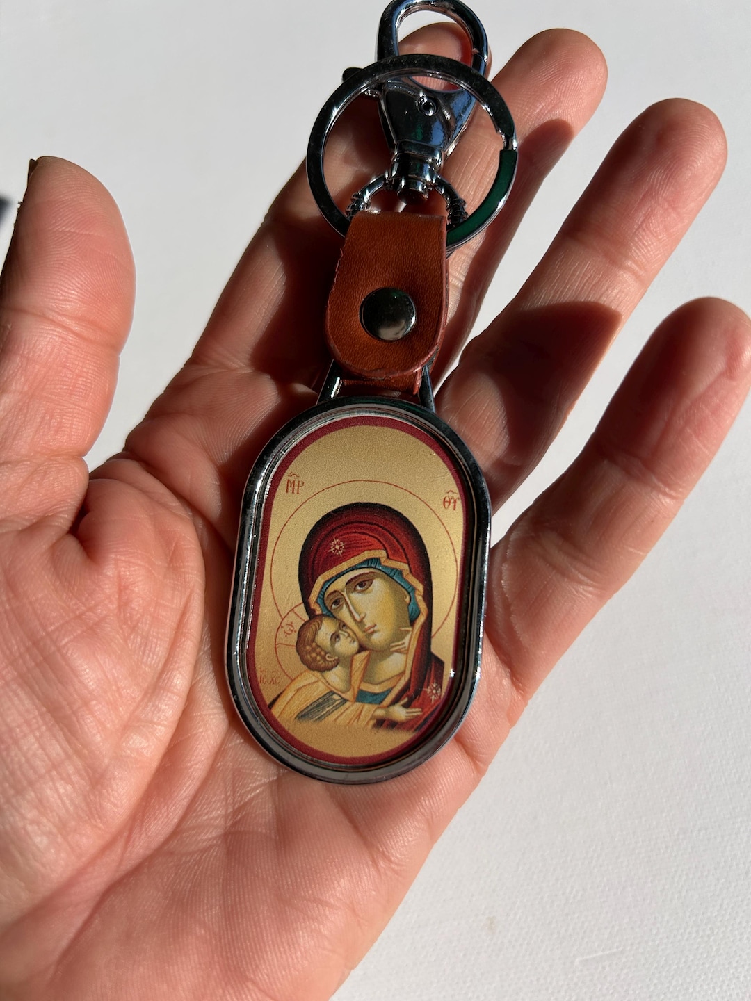 Saint Christopher and Virgin Mary Double Sided Key Ring Christian ...