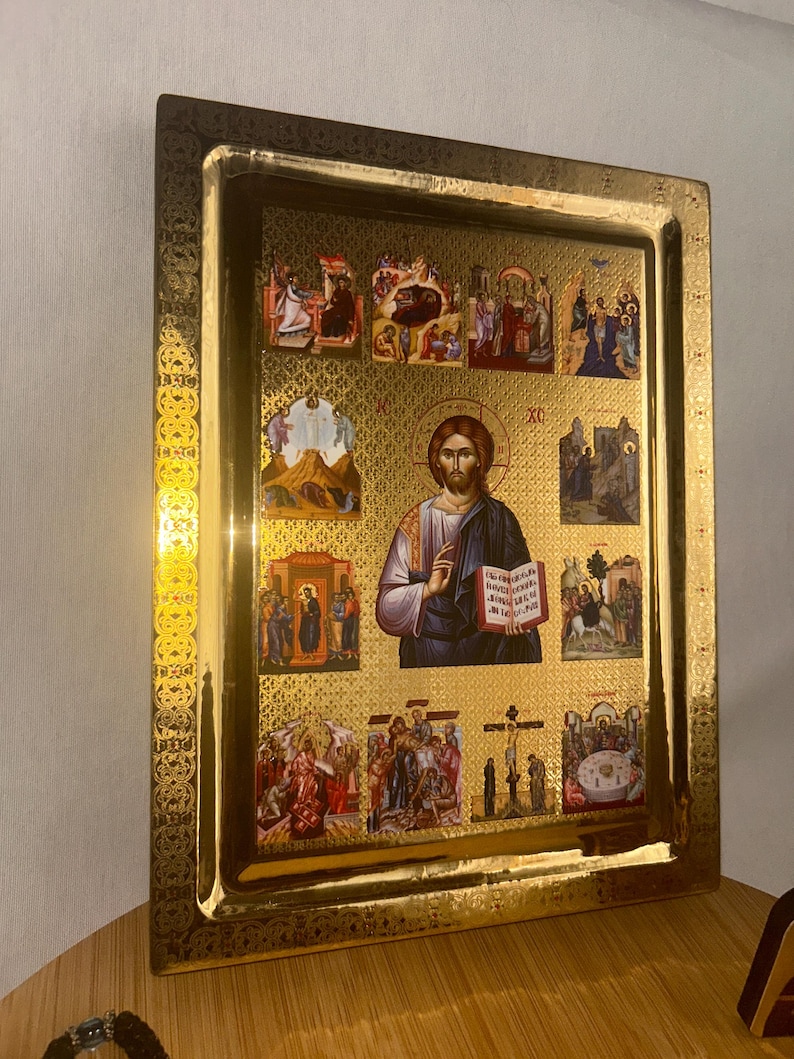 Jesus Christ Orthodox Icon With a Polished Look and Water Gilded Shiny ...