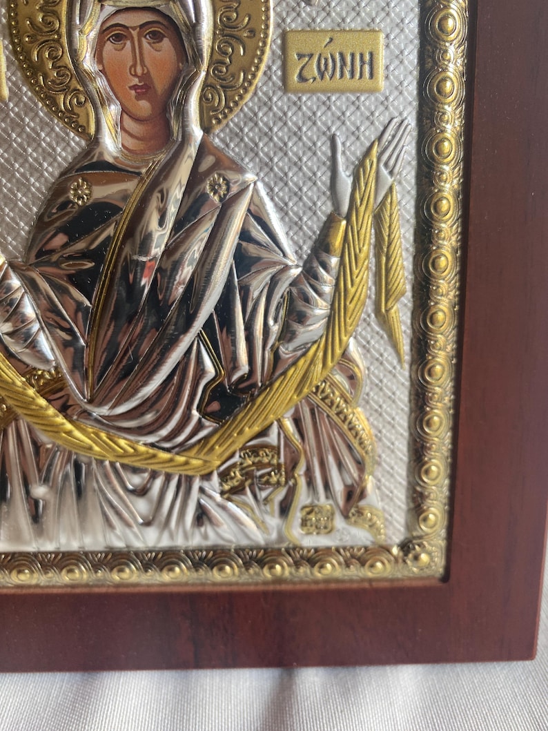 Virgin Mary the Holy Belt Byzantine Silver Orthodox Icon Greek Orthodox ...