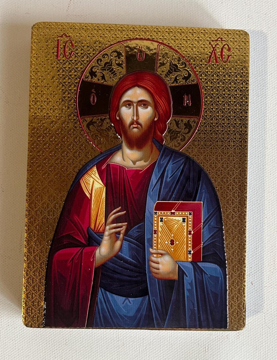 Jesus Christ Orthodox Icon With a Polished Look and Water Gilded Shiny ...