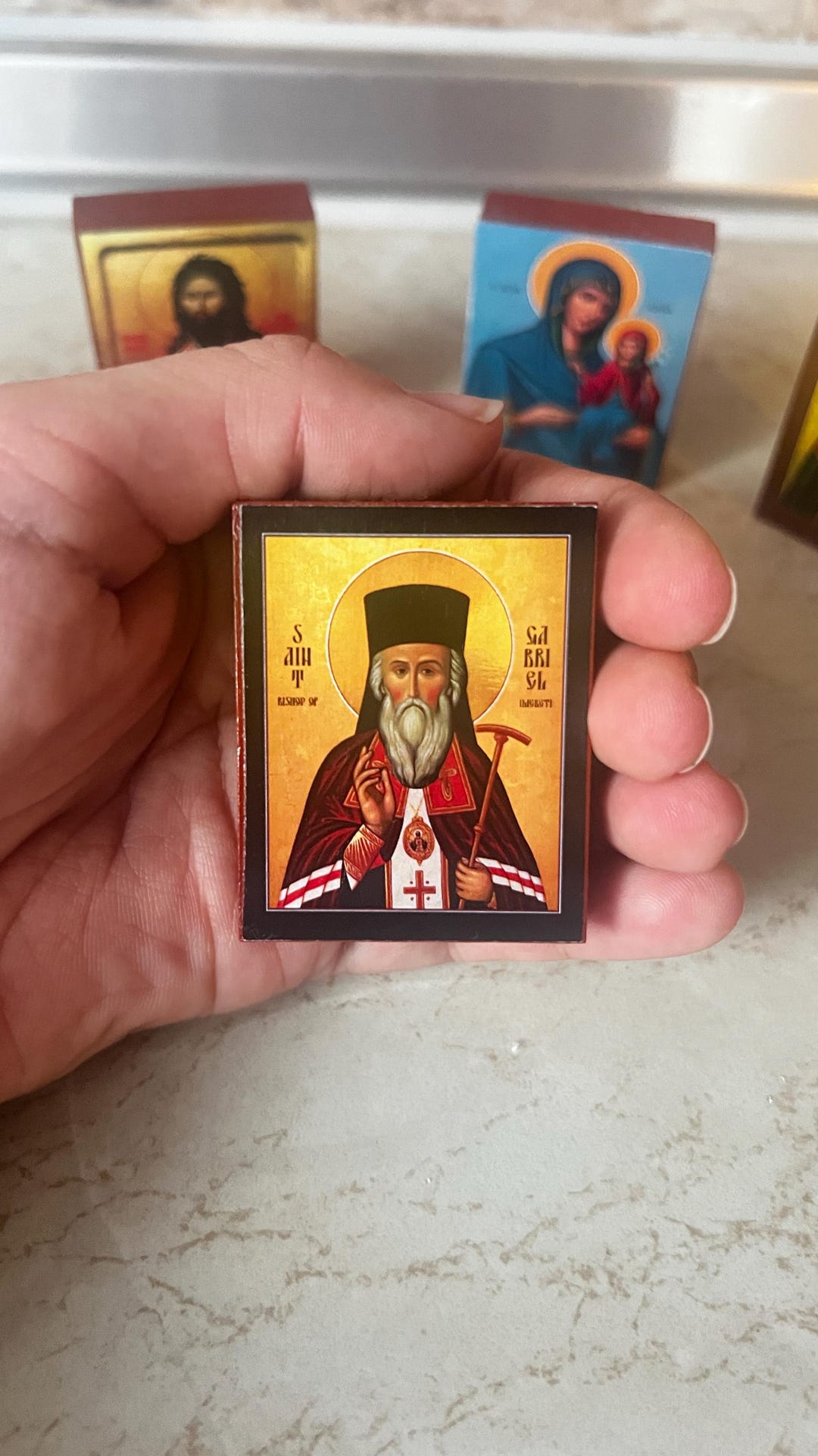 Small Wooden Pocket Icon Saint Gabriel of Imereti in Premium Quality ...