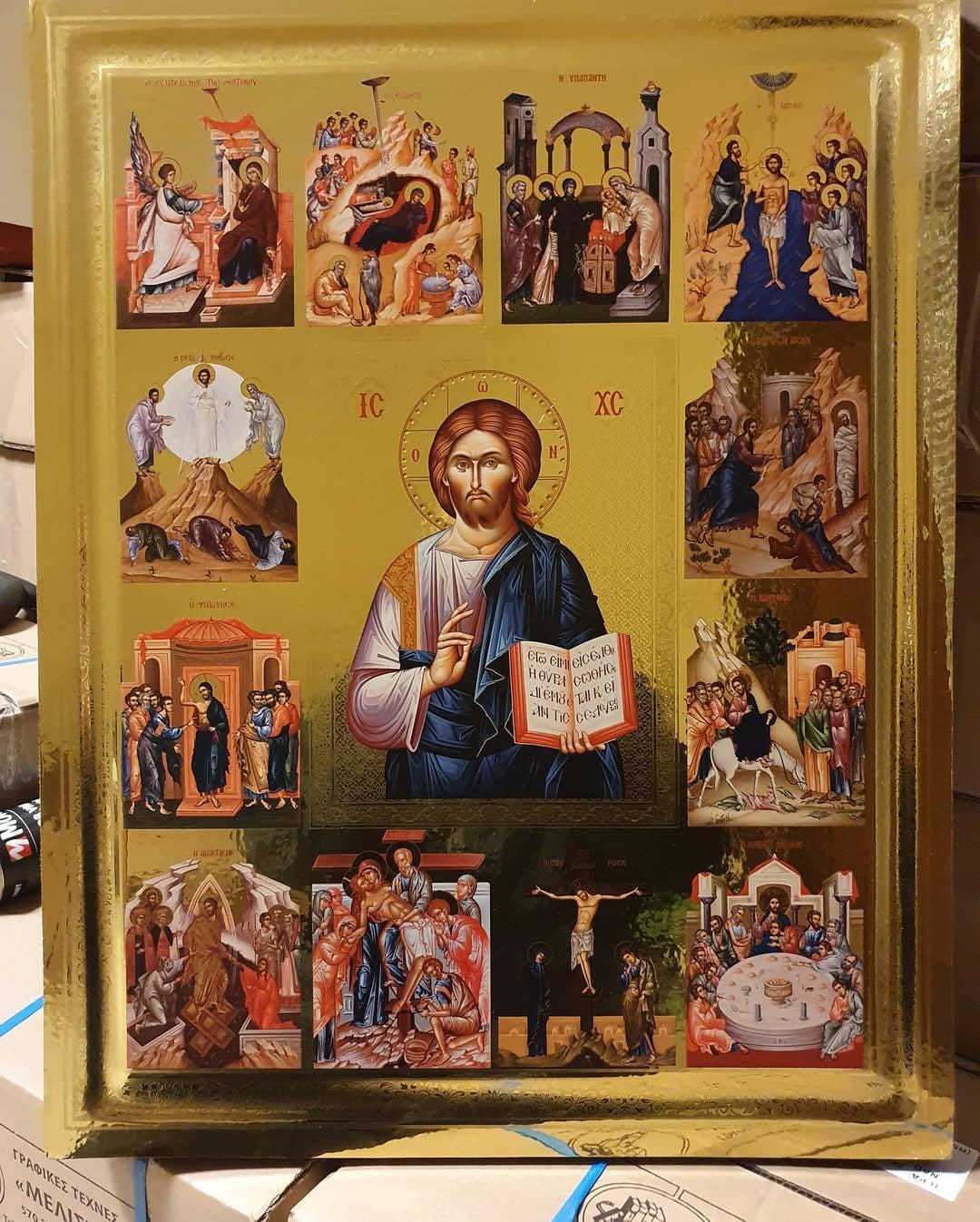 Jesus Christ Orthodox Icon With a Polished Look and Water Gilded Shiny ...