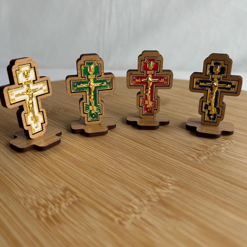 Gold Orthodox Cross on Stand - Etsy UK
