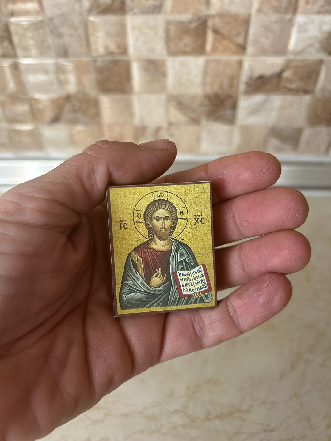 Small Wooden Pocket Icon Jesus Christ in Premium Quality Handmade ...
