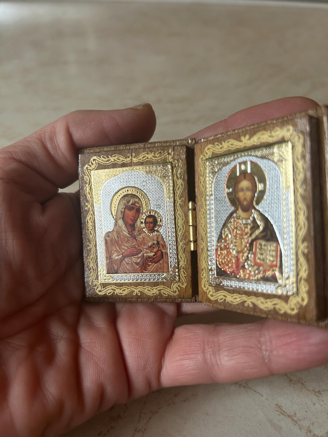 Small Wooden Diptych Icon: Jesus Christ and Theotokos - Etsy