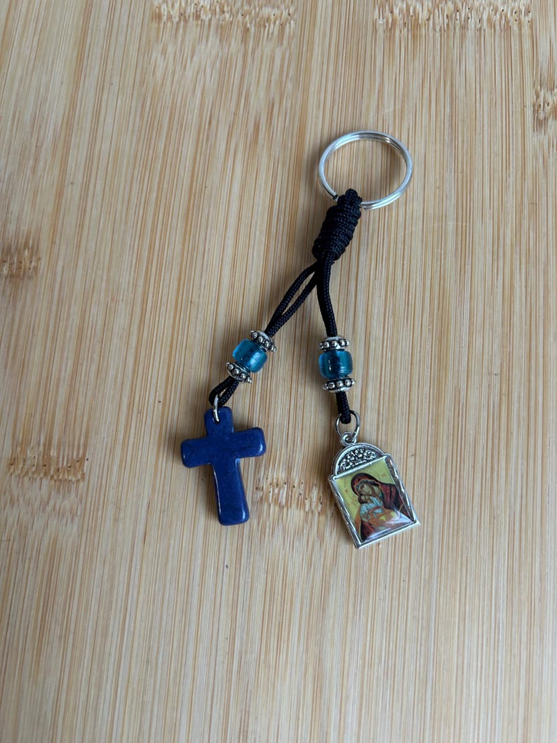 Saint Christopher and Virgin Mary Double Sided Key Ring Christian ...