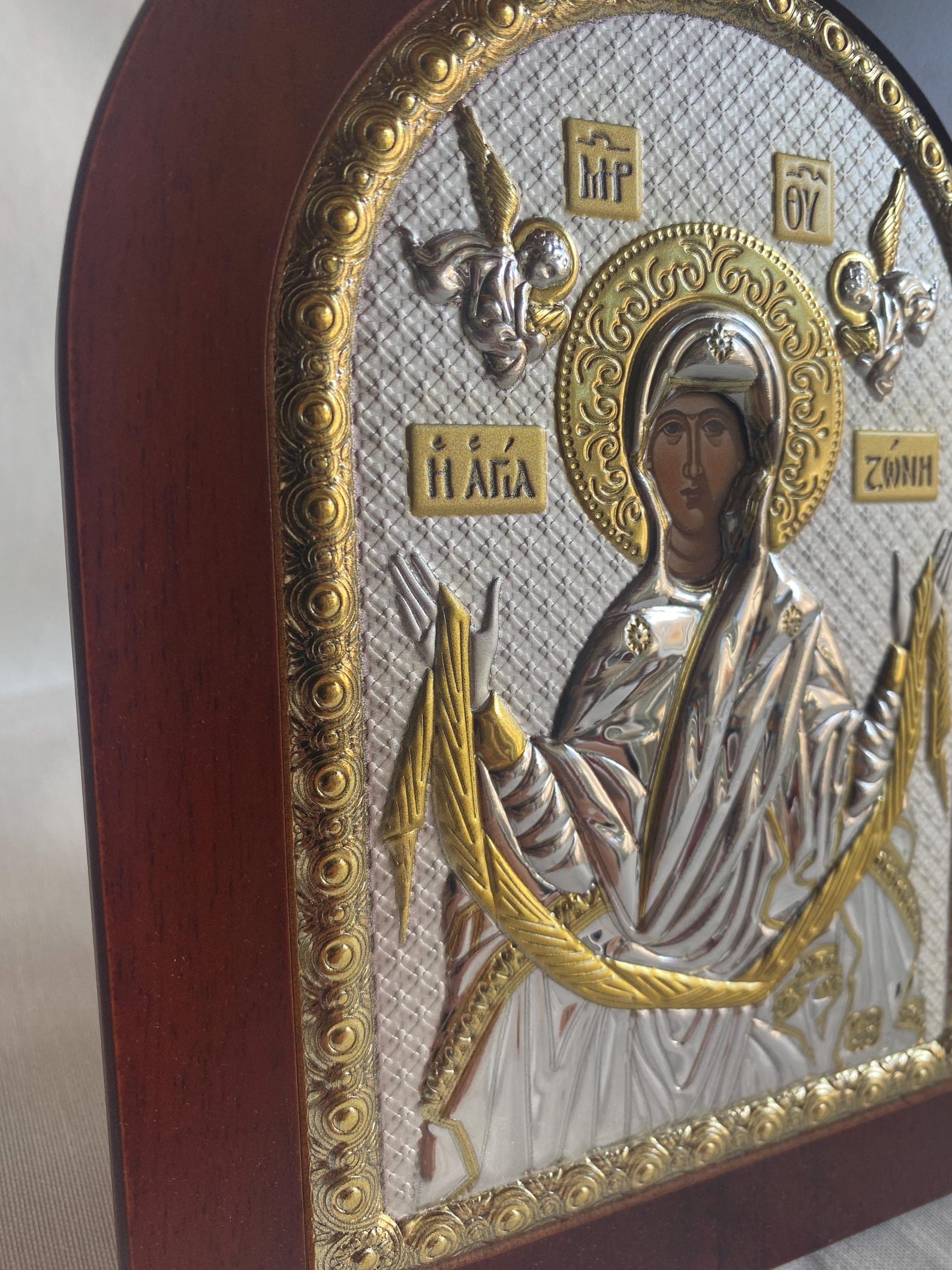 Virgin Mary the Holy Belt Byzantine Silver Orthodox Icon Greek Orthodox ...