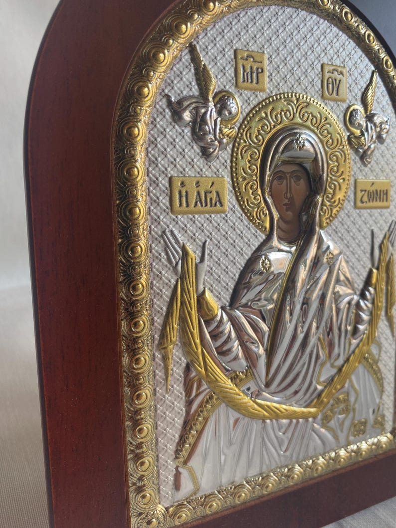 Virgin Mary the Holy Belt Byzantine Silver Orthodox Icon Greek Orthodox ...