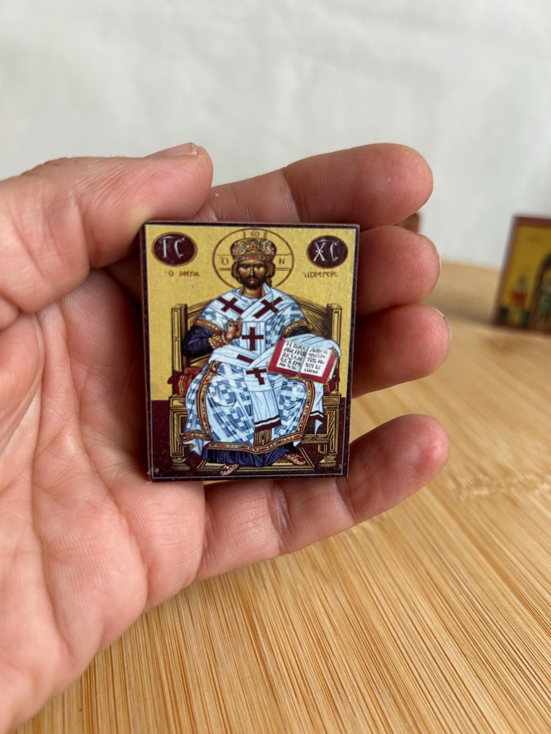 Small Wooden Pocket Icon Jesus Christ in Premium Quality Handmade ...