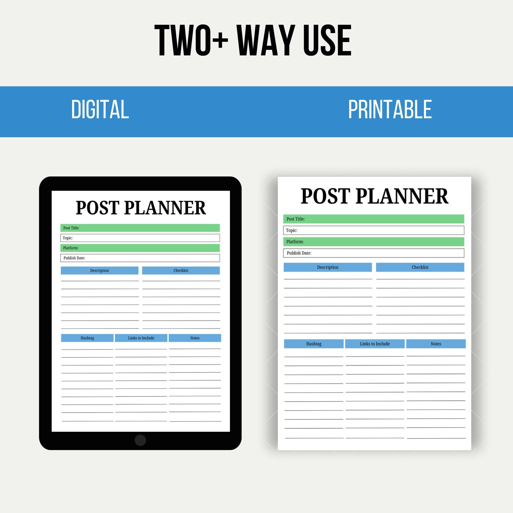 SOCIAL MEDIA POST Planner, Content Post Planner Template, Printable ...