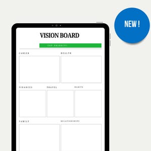 VISION BOARD TEMPLATE, Digital Vision Board Pdf, Fillable Goal Setting ...