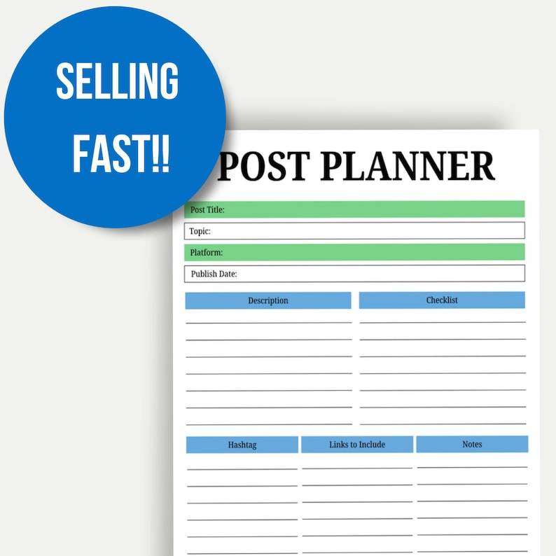 SOCIAL MEDIA POST Planner, Content Post Planner Template, Printable ...