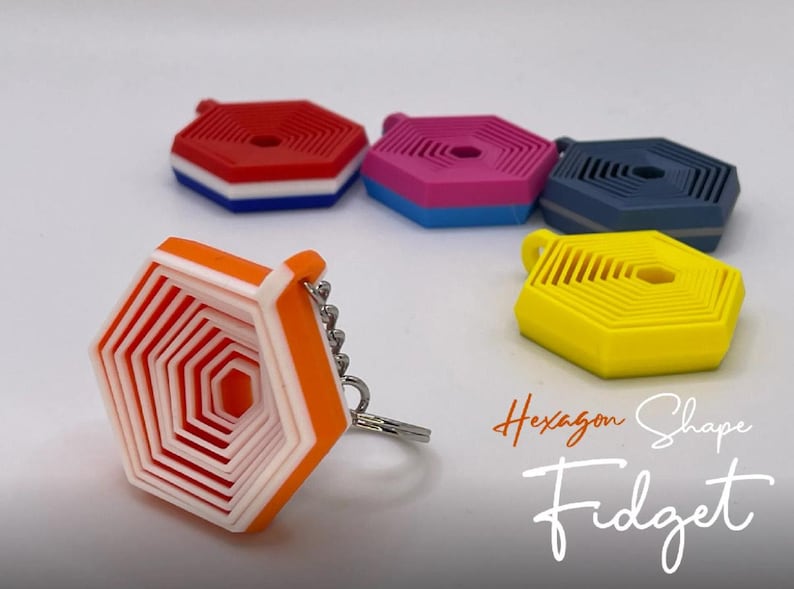 3D Printed Hexagon Shaped Fidget Keychain - Etsy