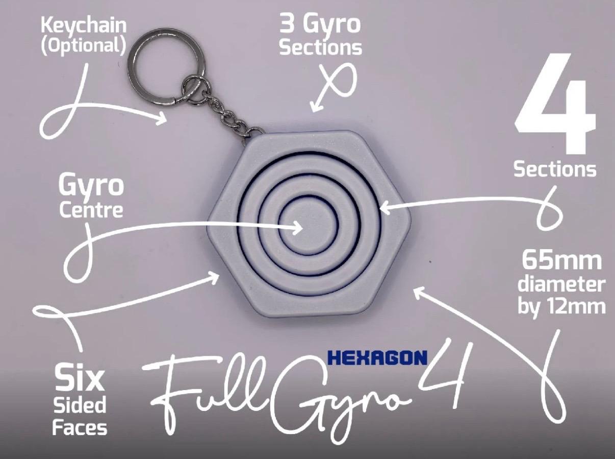 3D Printed Gyro Spinner 4 Keychain - Etsy