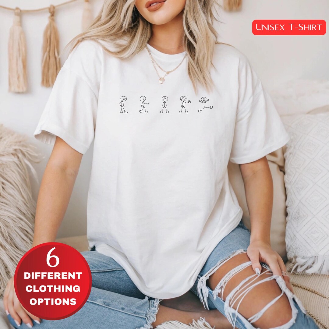 Unisex Happy Stickman Design, Fun Playful T-shirts, Stickmen Tee, Stick ...