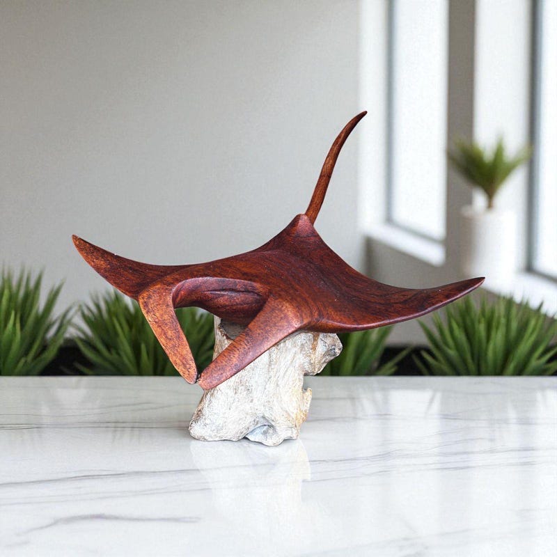 Wood Manta Ray Sculpture - Etsy