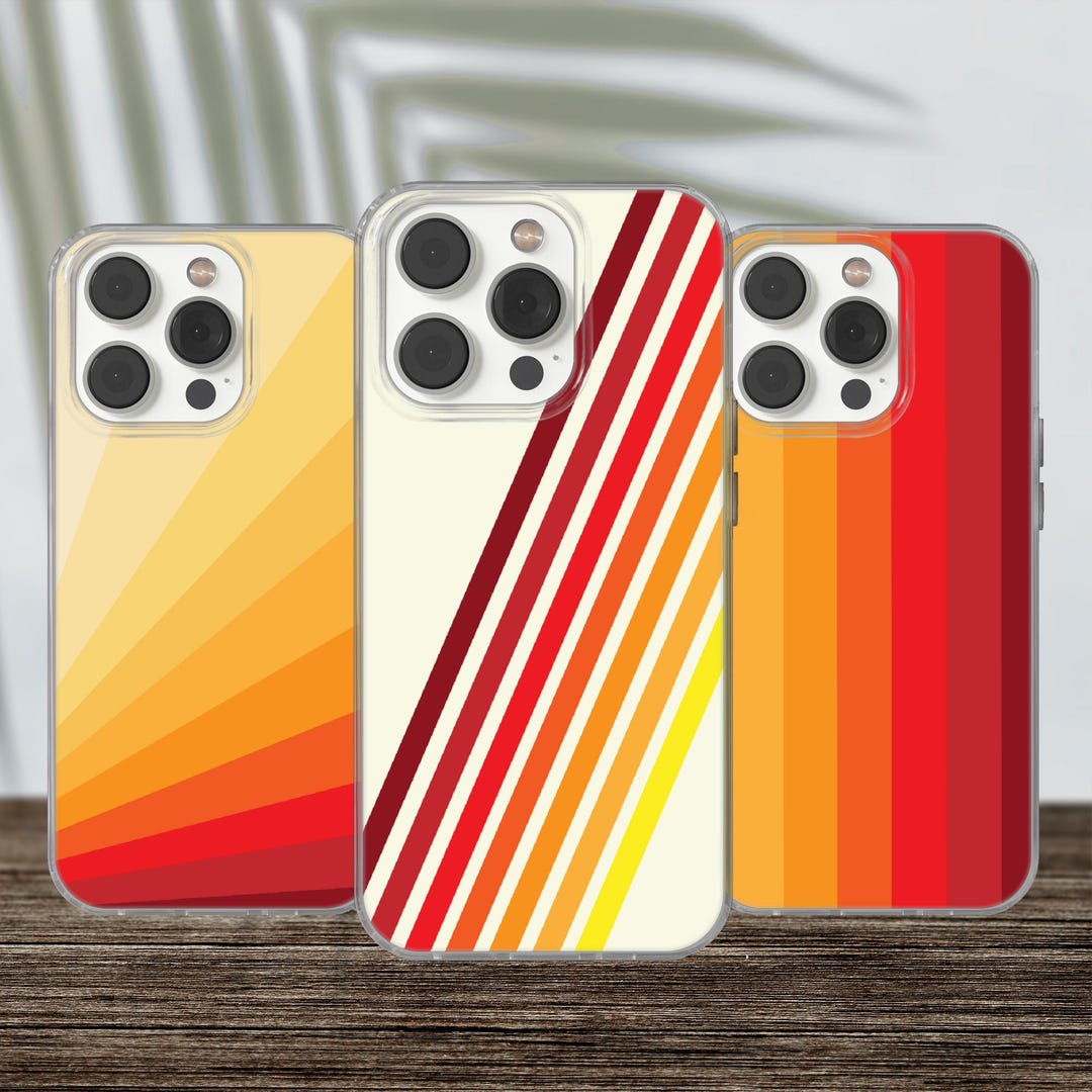 Retro Stripes Phone Case Aesthetic Vintage Phone Cover for iPhone 16 15 ...