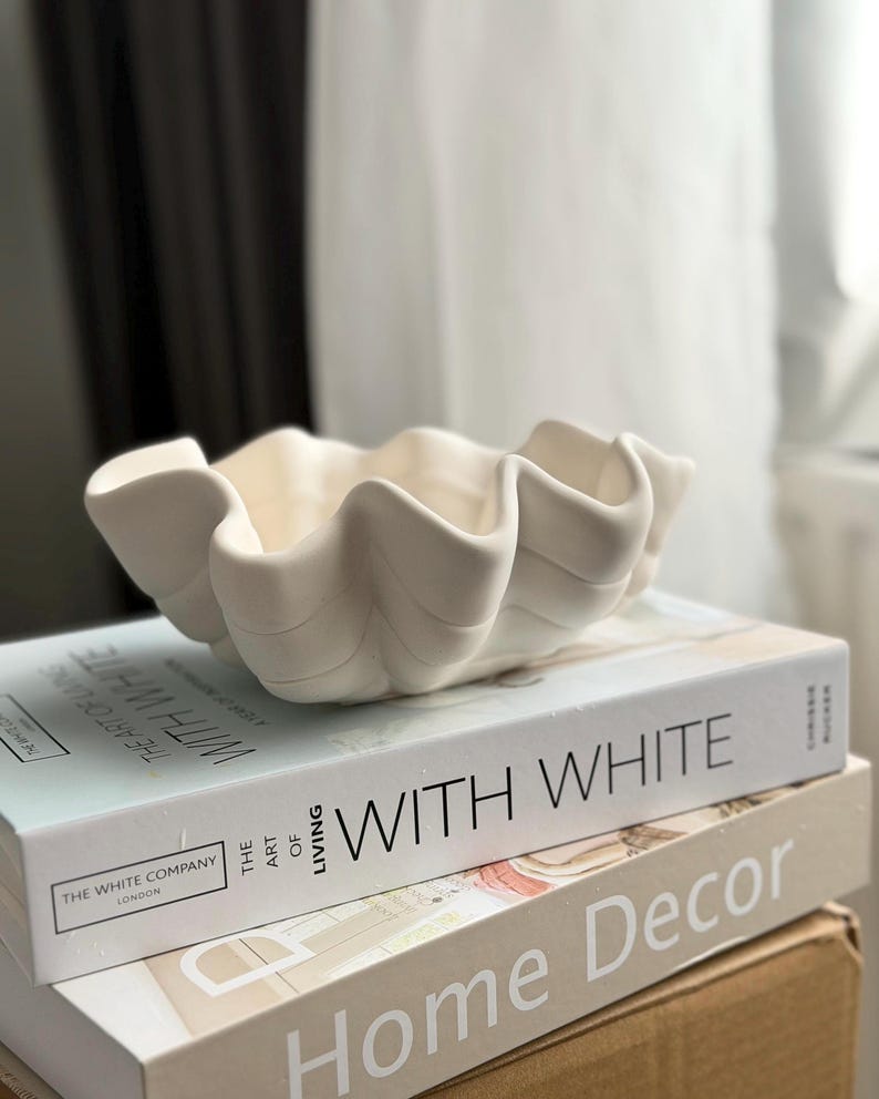 Large Conch Shell Bowl • Coastal Home Decor, Handmade Jesmonite Trinket ...