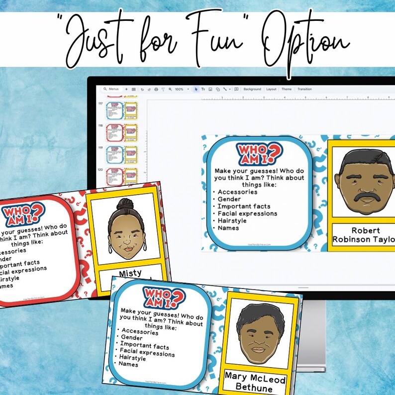 Black History Month Guess Who Game for Kids Who Am I Digital Guessing ...