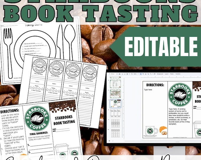 Starbooks Coffee Classroom Decor Book Tasting Trifold Brochure Handout ...