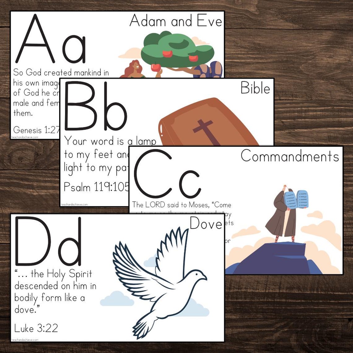 Bible Alphabet Flashcard Kid ABC Bible Card Set for Christian Preschool ...