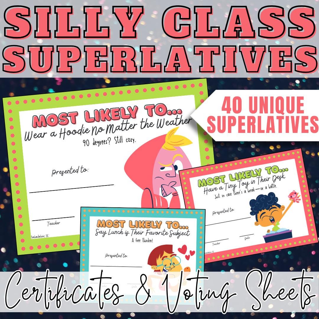 Silly Superlative Awards, Funny End of Year Student Awards, Funny ...