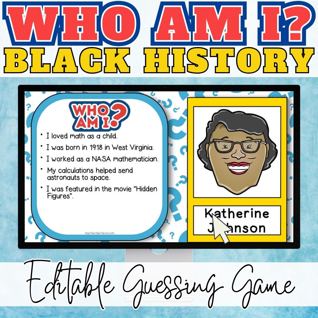 Black History Month Guess Who Game for Kids Who Am I Digital Guessing ...