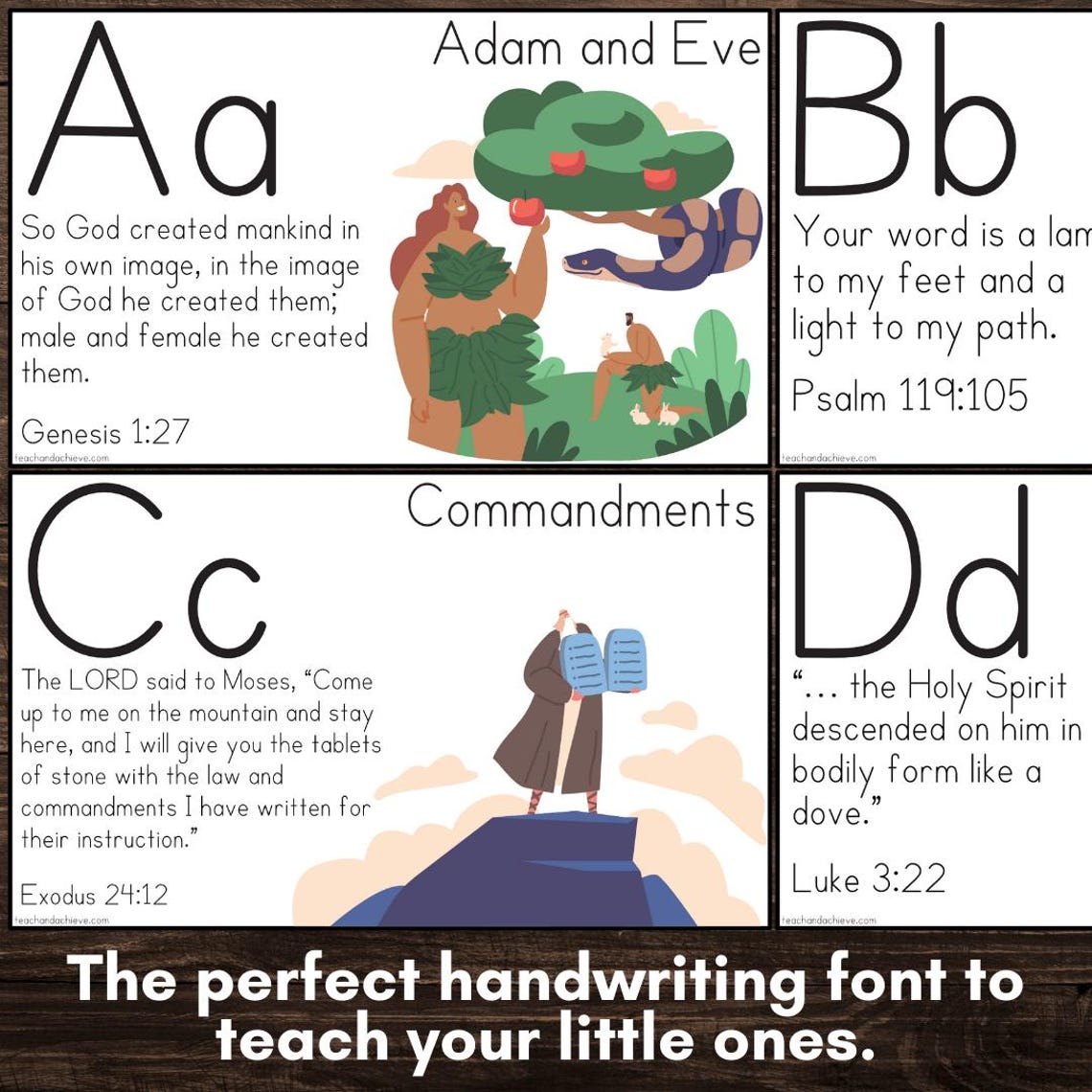 Bible Alphabet Flashcard Kid ABC Bible Card Set for Christian Preschool ...