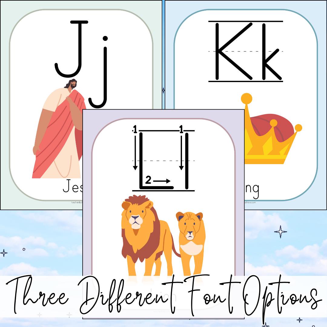 Bible Alphabet Posters With Letter Formation, Christian Homeschool ...