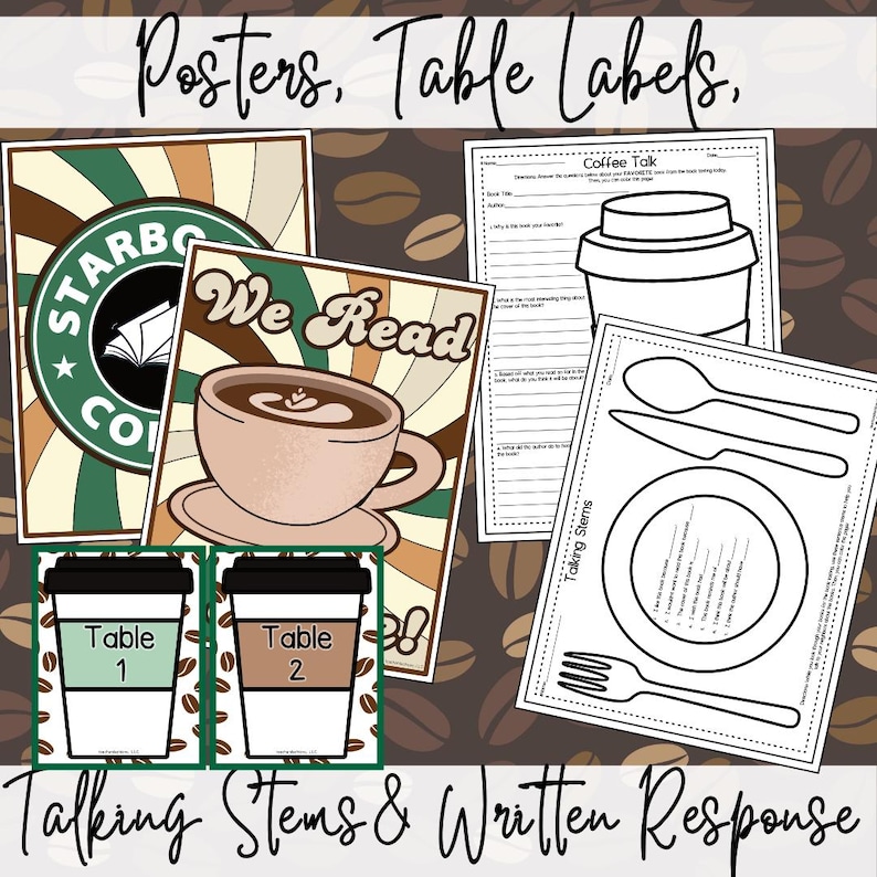 Starbooks Coffee Classroom Decor Book Tasting Trifold Brochure Handout ...