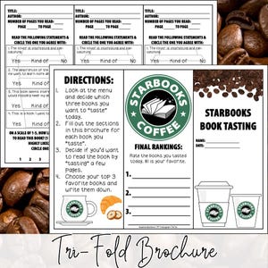Starbooks Coffee Classroom Decor Book Tasting Trifold Brochure Handout ...