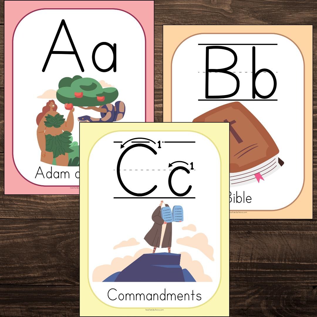Bible Alphabet Poster ABC Wall Art Christian Scripture Alphabet Decor ...