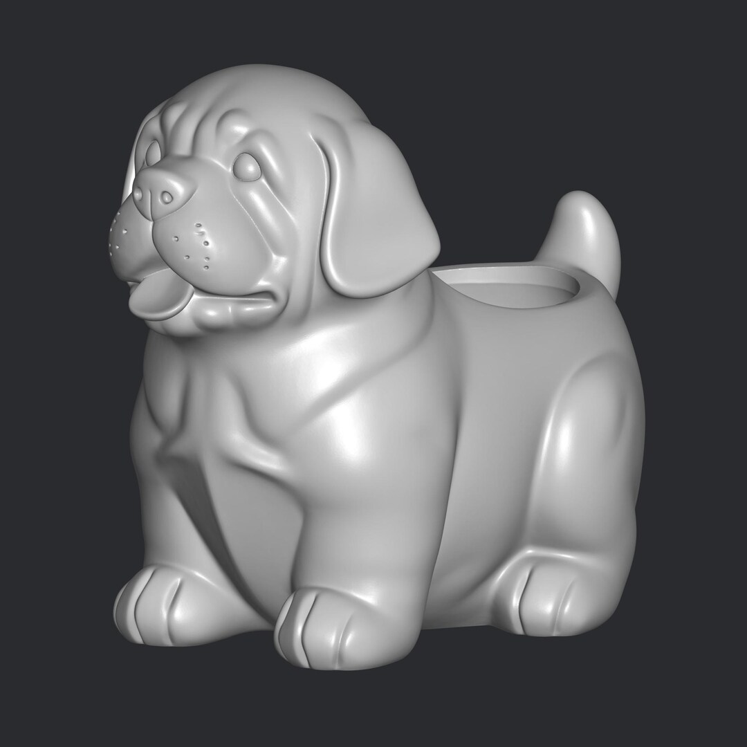 Cute Dog Planter Stl File 3d Printing, 3d Print File, Miniature Super ...