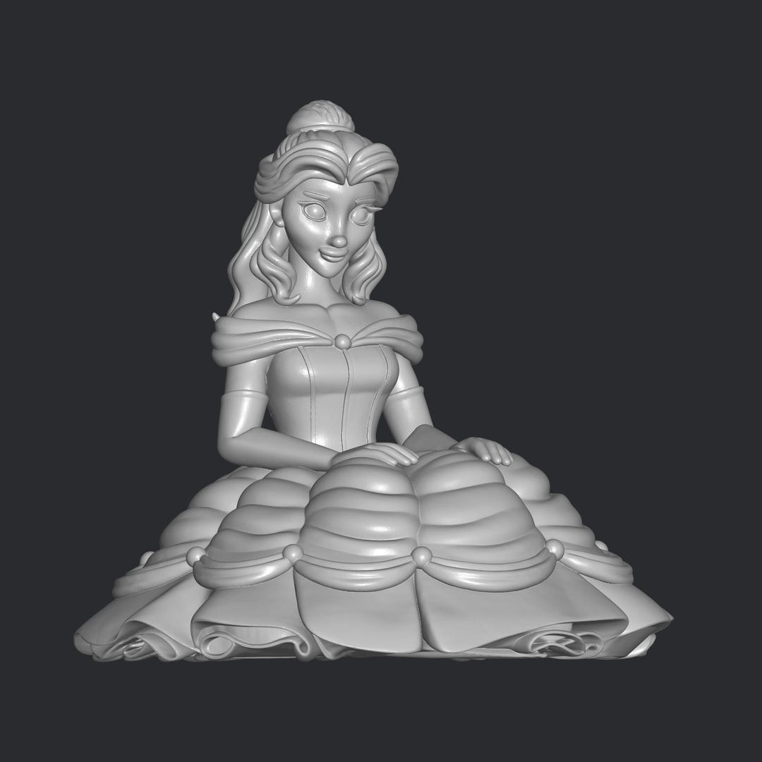 Princess Belle Sitting Stl File 3d Printing, 3d Print File, Miniature ...