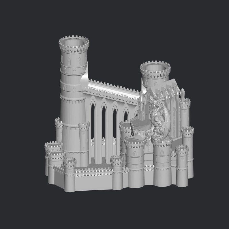 Castle Dragon Dice Tower Stl File 3d Printing, 3d Print File, Miniature ...