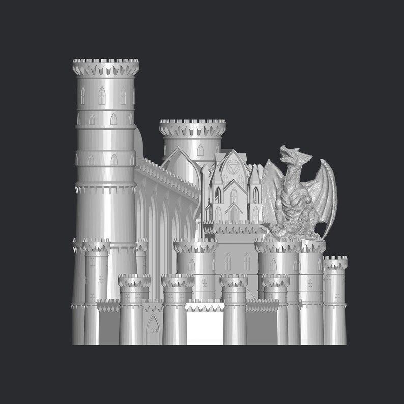 Castle Dragon Dice Tower Stl File 3d Printing, 3d Print File, Miniature ...