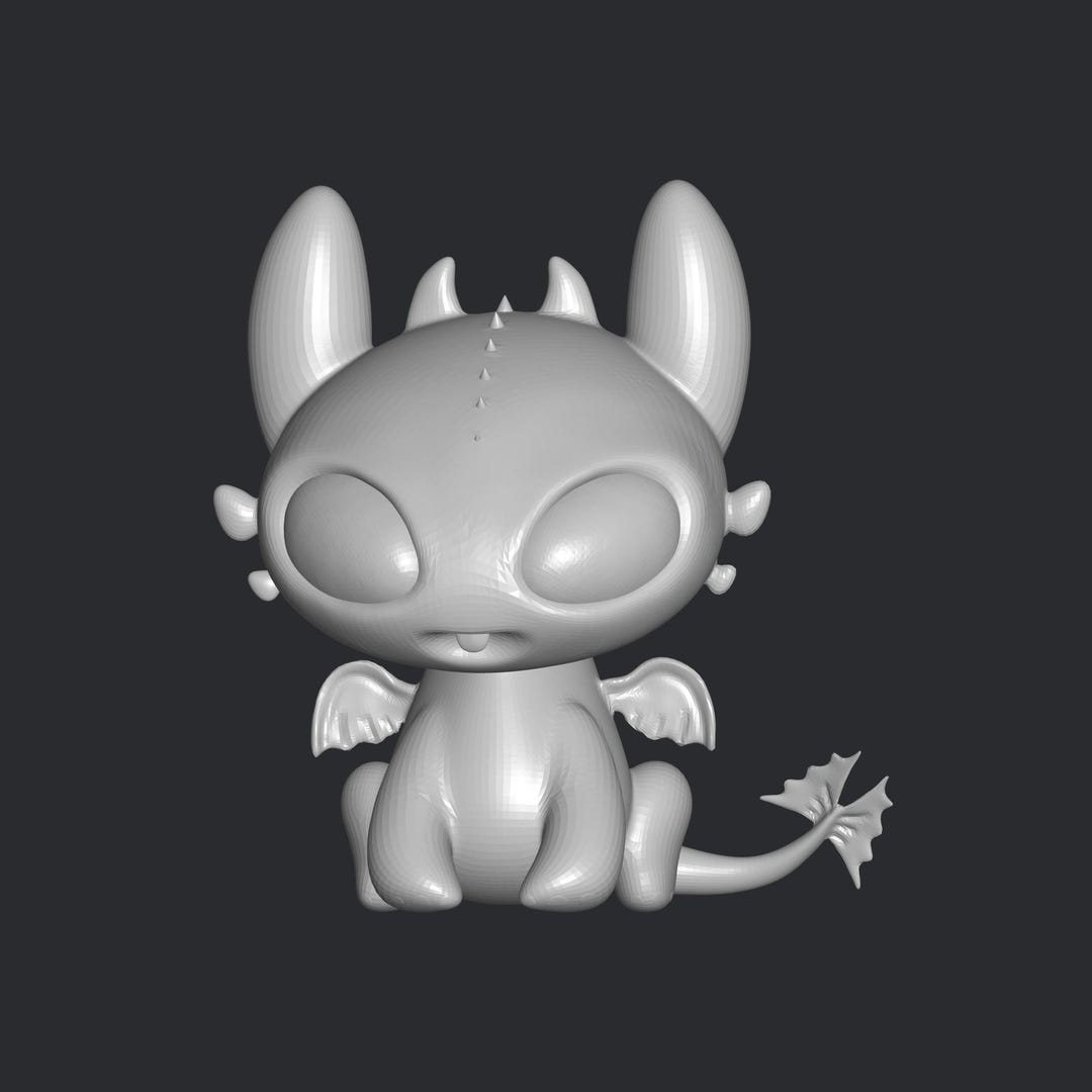 Chibi Dragon Toothless Stl File 3d Printing, 3d Print File, Miniature ...