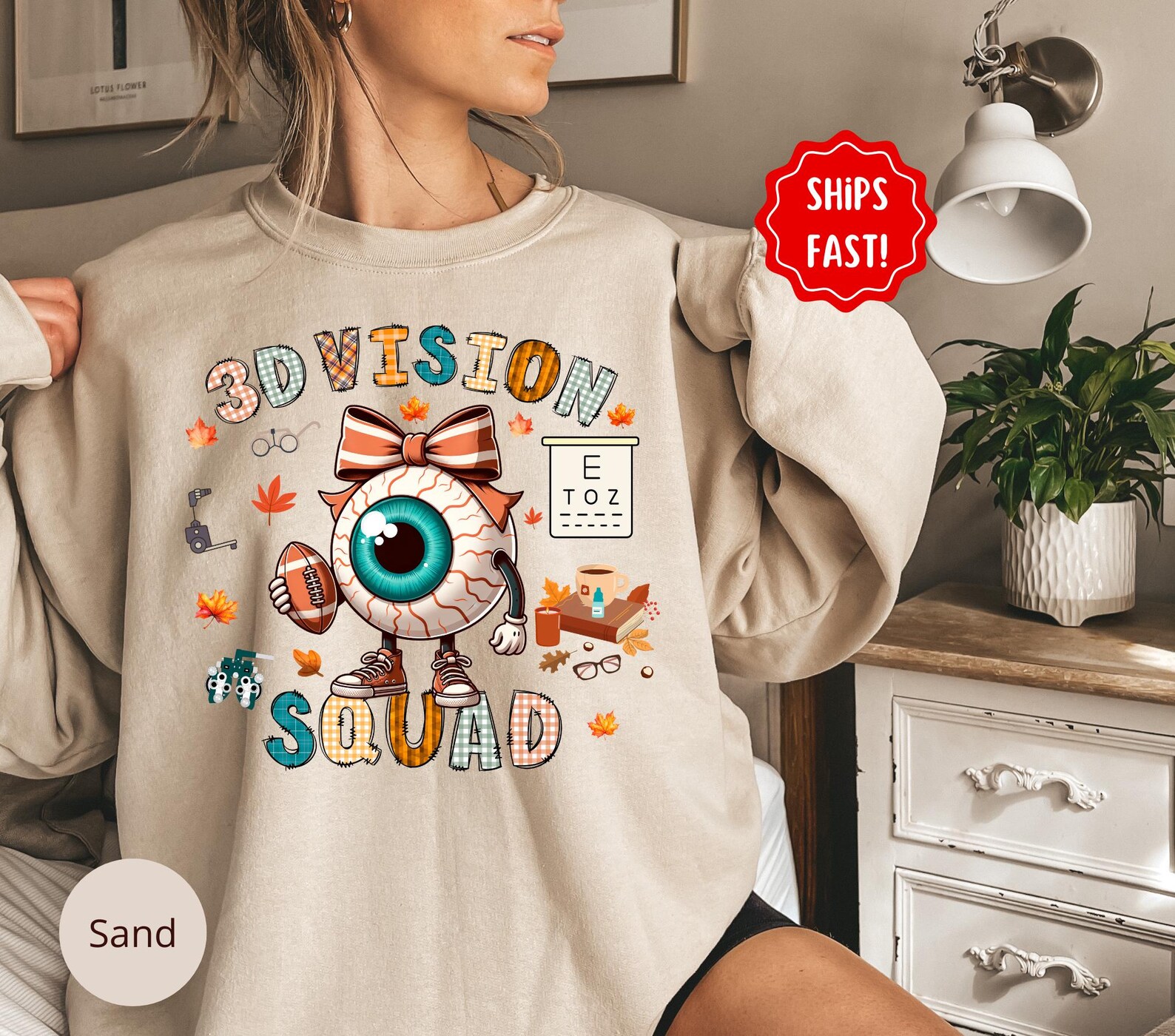 3D Vision Squad Shirt, Optometrist Fall Tee, Eye Doctor Football ...