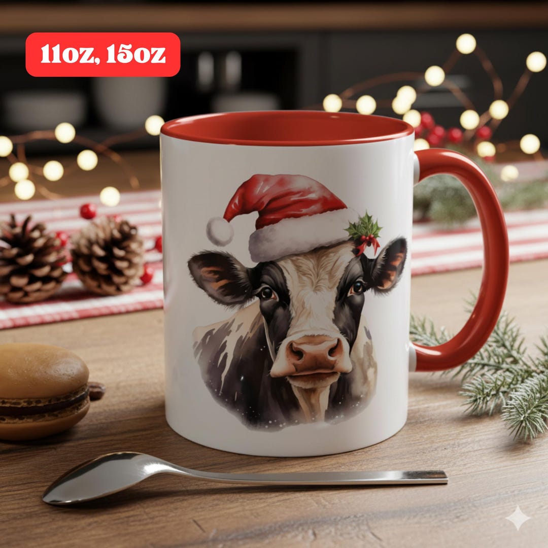 Christmas Cow Mug, Cow Gifts, Holstein Cow Mug, Milky Cow Coffee Cup ...