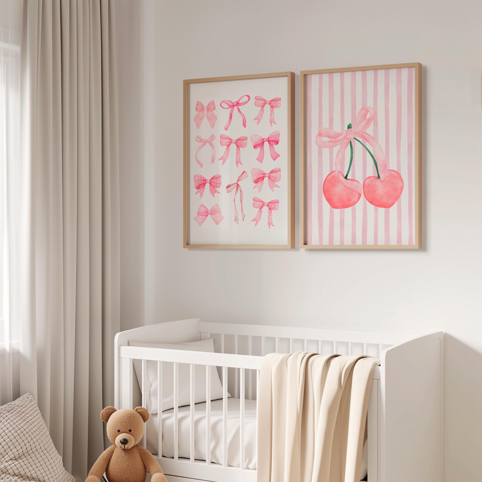 Trendy Pink Bows Wall Art Set of 3, Preppy Poster, College Apartment ...