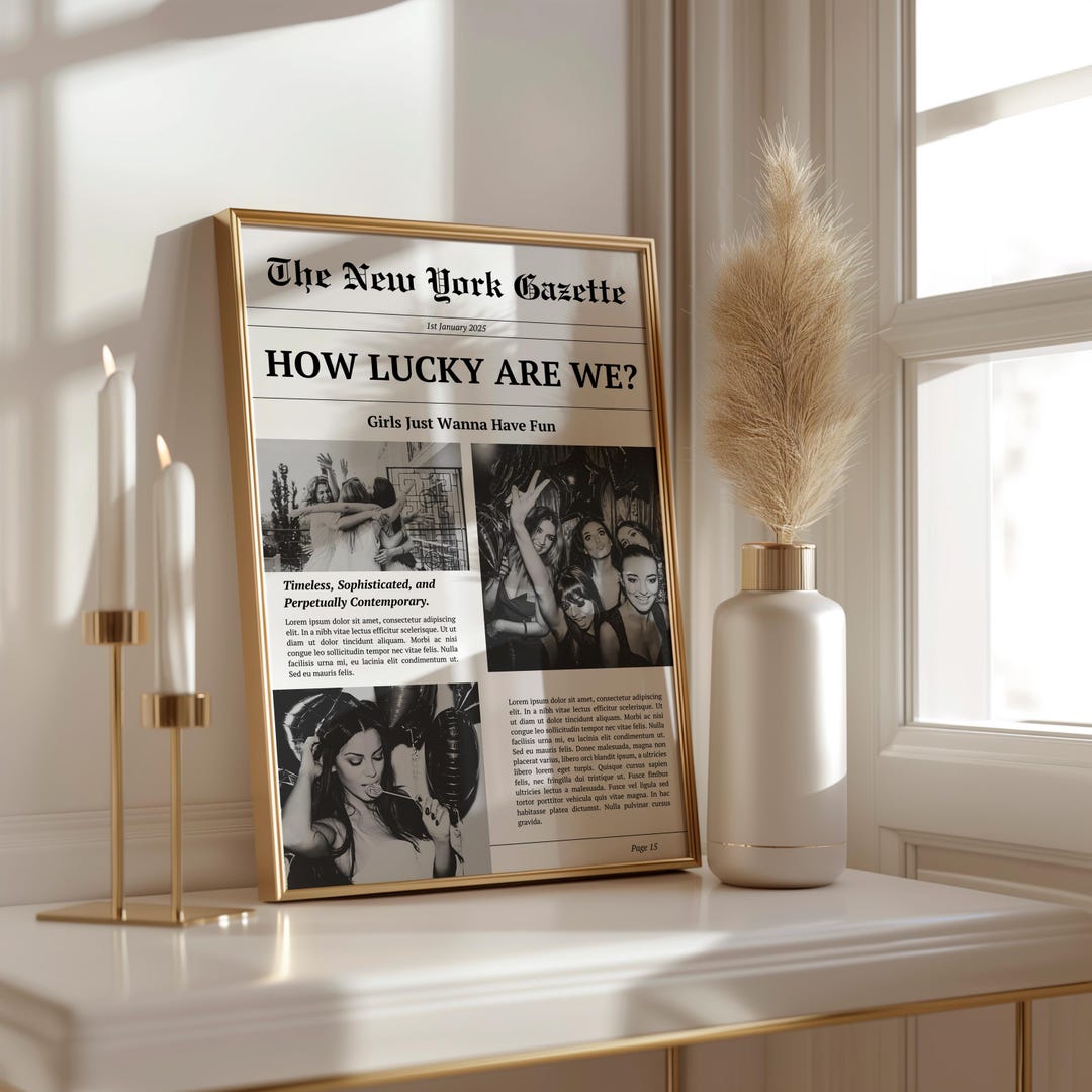 How Lucky Are We Personalized Newspaper Print, Custom College Dorm ...