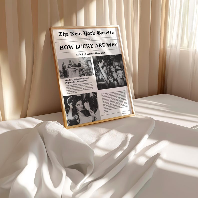How Lucky Are We Personalized Newspaper Print, Custom College Dorm ...