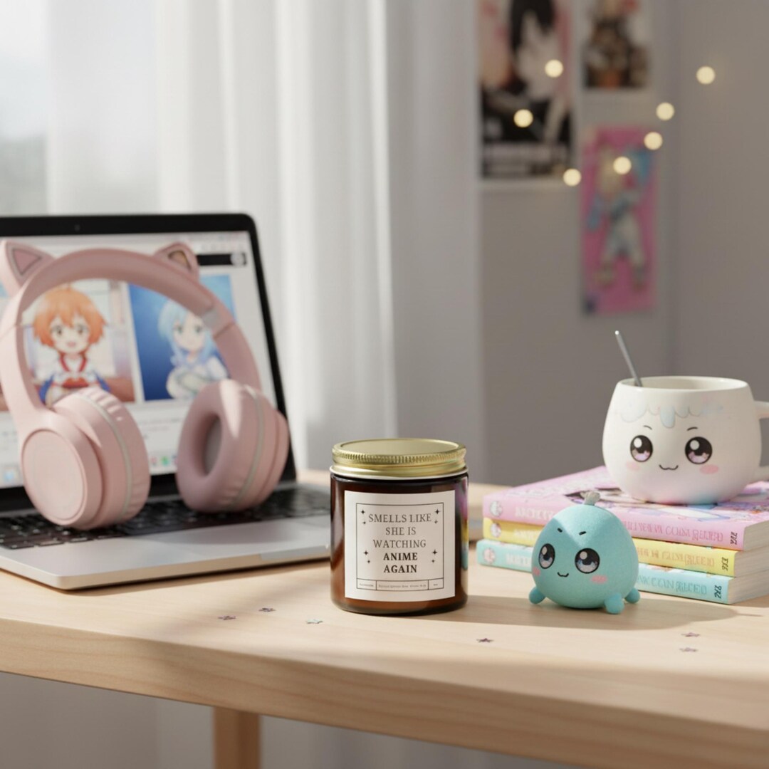 Smells Like She's Watching Anime Again Candle, Anime Lover Gift, Manga ...