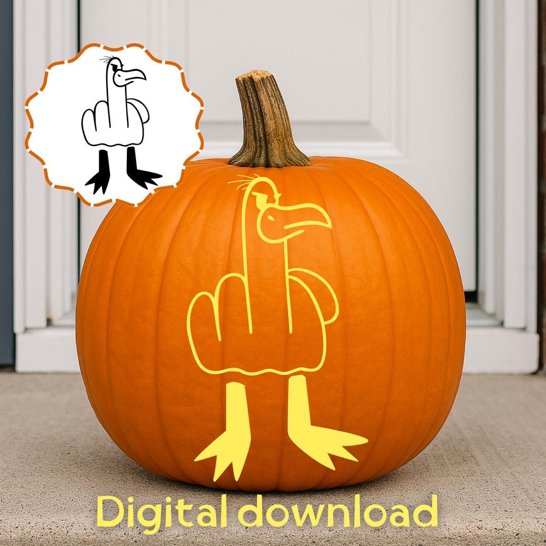 Halloween Duck Pumpkin Carving Stencil Digital Download, Angry Bird ...