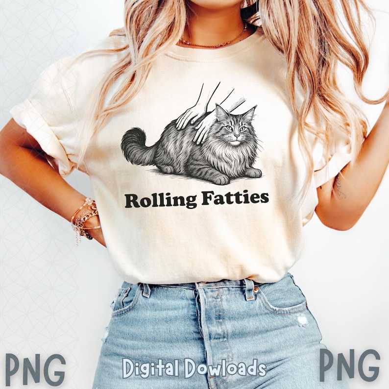 Rolling Fatties Cat PNG, Funny Cat Meme Sublimation Design, Fat Cat ...